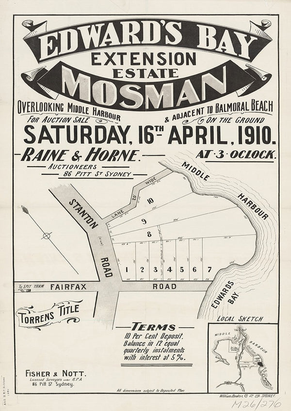 Mosman, Balmoral NSW 1910 - Historic Subdivisions
